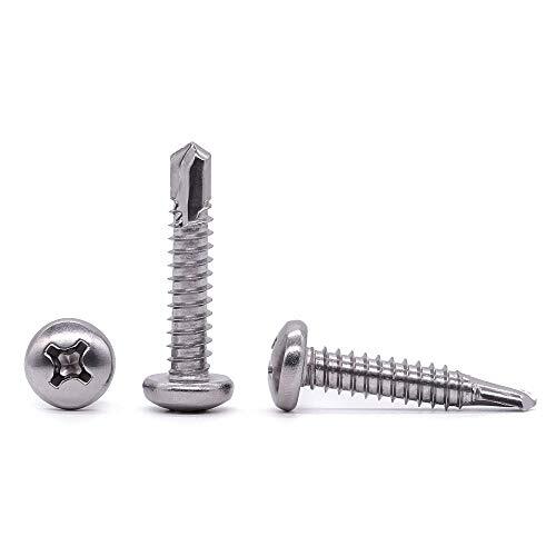 #10 x 1" Pan Head Self Drilling Screws Phillips Drive 410 Stainless ...