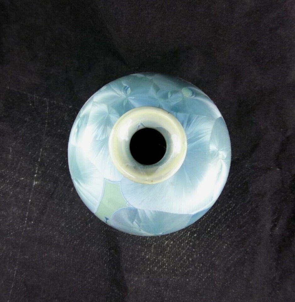 5" Louise Reding Crystalline Glaze Vase Celadon Green & Blue Studio ...