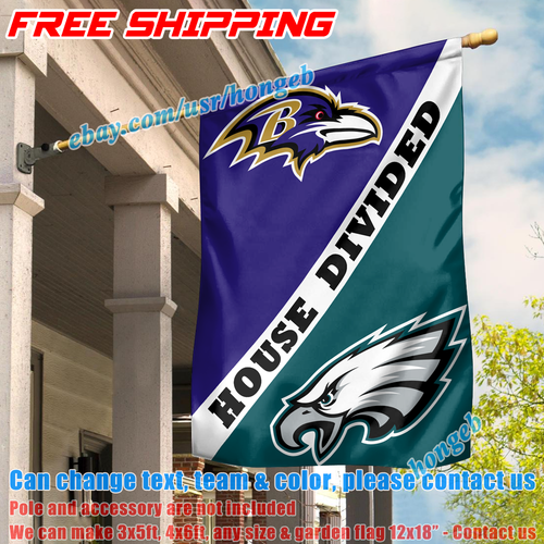Baltimore Ravens vs Philadelphia Eagles House Divided Flag 28X40 ...