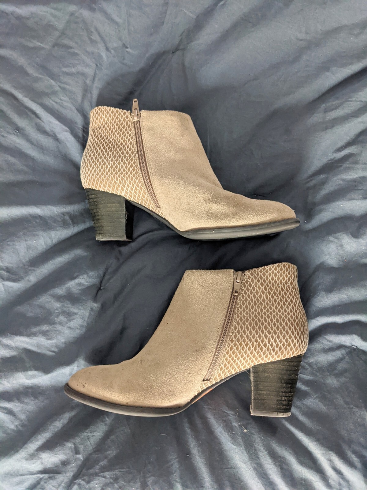 Women's Vionic Ankle Boots Taupe Suede Booties Size 9 Snake Skin ...