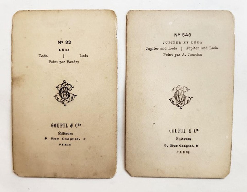 2 Antique CDV Album Cards JUPITER ET LEDA, & LEDA, by Goupil & Cie ...