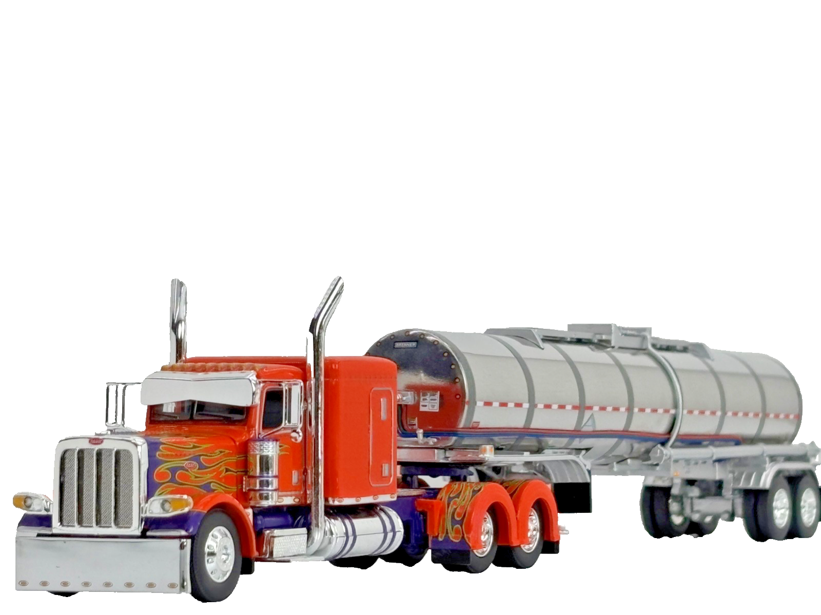 1/64 DCP PETERBILT 389 FLAT TOP W/ BRENNER STAINLESS BANDED TANKER ...