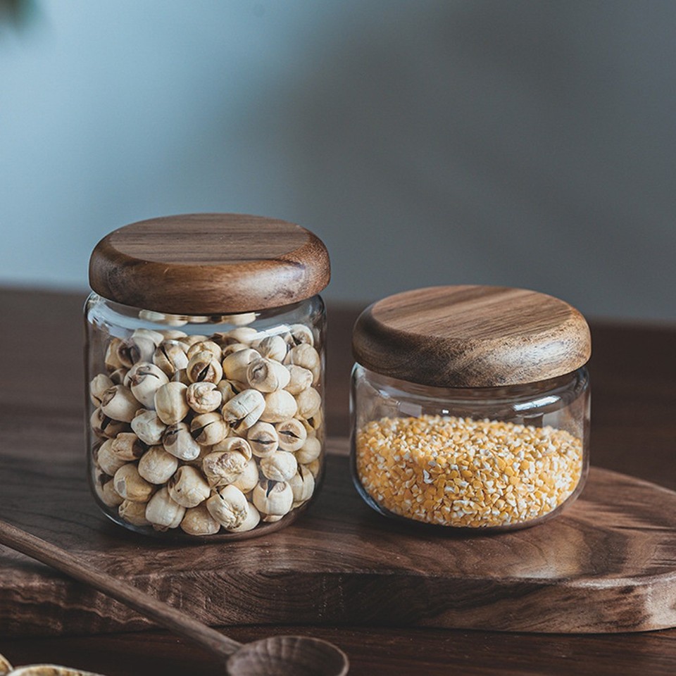 Glass Storage Jars with Lids Airtight Containers Food Canisters Cookies ...