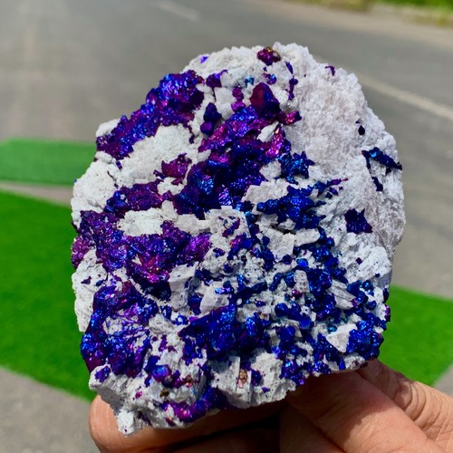 380G Natural Colorful Bornite with calcite Raw Mineral crystal Specimen ...