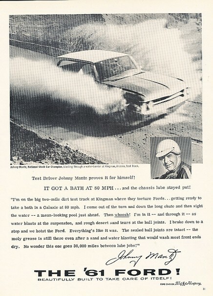 1961 Ford Galaxie Race Johnny Mantz Original Advertisement Print Art ...