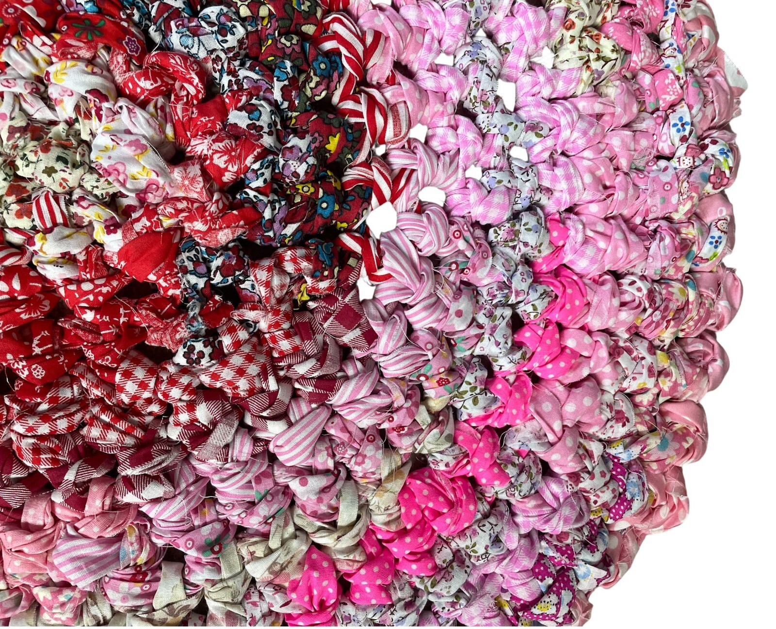 Amish Knot Rug Cotton Fabric in Pink and Red Colored Crochet Pattern | eBay