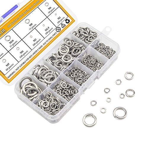304 Stainless Steel Spring Lock Washer Assortment Set 600 Pieces, 9 ...