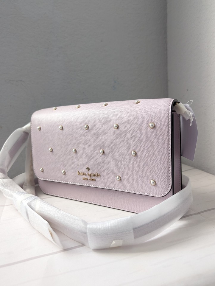 Kate Spade KF495 Madison Studded Faux Pearls Flap Convertible Crossbody ...