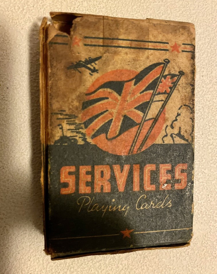 Genuine WWII Services ISSUE WARTIME PACK Playing CARDS in Box Military ...