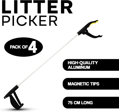 4 x75cm Strong Litter Picker Rubbish Pick Up & Reaching Home & Outdoor ...