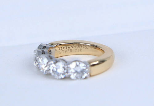 2.81ct F VVS1 Tiffany & Co 18k Yellow Gold Platinum 5 Round Diamond Wedding Band | eBay