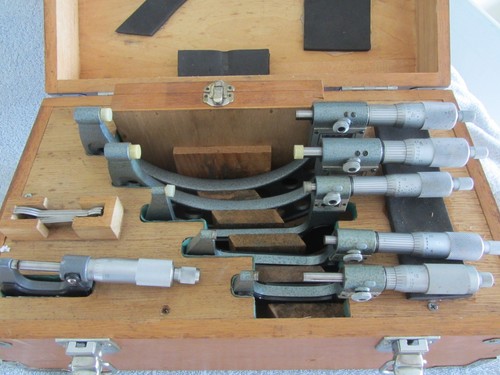 Mitutoyo Outside Micrometer Set in Wooden Case with Standards made in ...