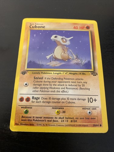 CUBONE 50/64 POKEMON CARD COLLECTABLE 90'S VINTAGE | eBay