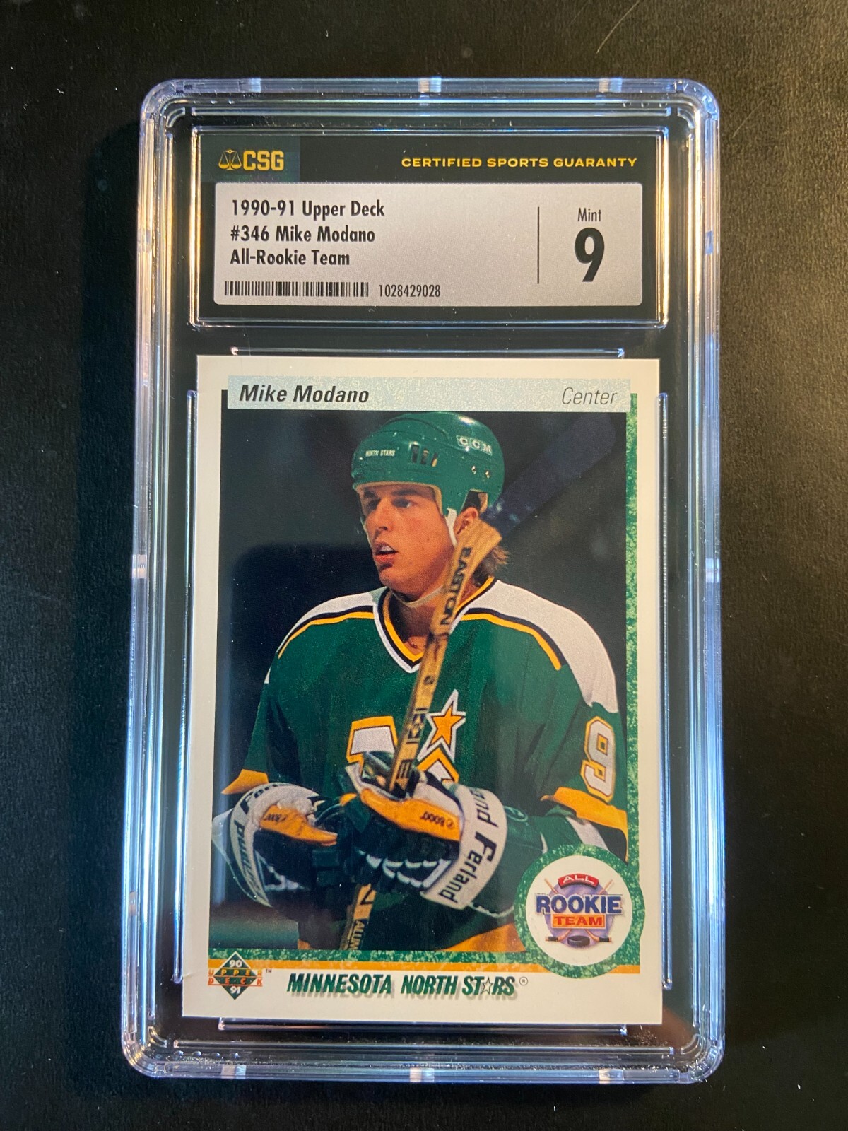 1990-91 Upper Deck Mike Modano All Rookie Team Graded MINT Dallas Stars ...