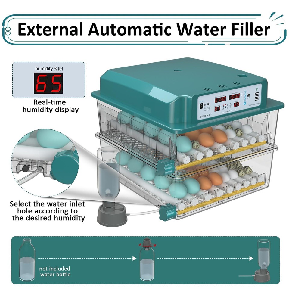 Incubators for Hatching 120 Eggs, Egg Incubator with Automatic Egg ...