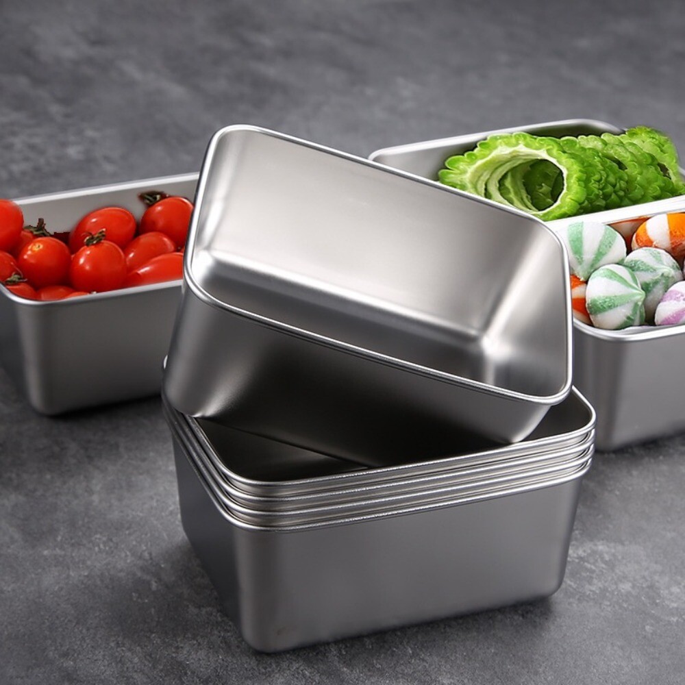 Stainless Steel Food Containers Rectangle Snack Container Kitchen ...