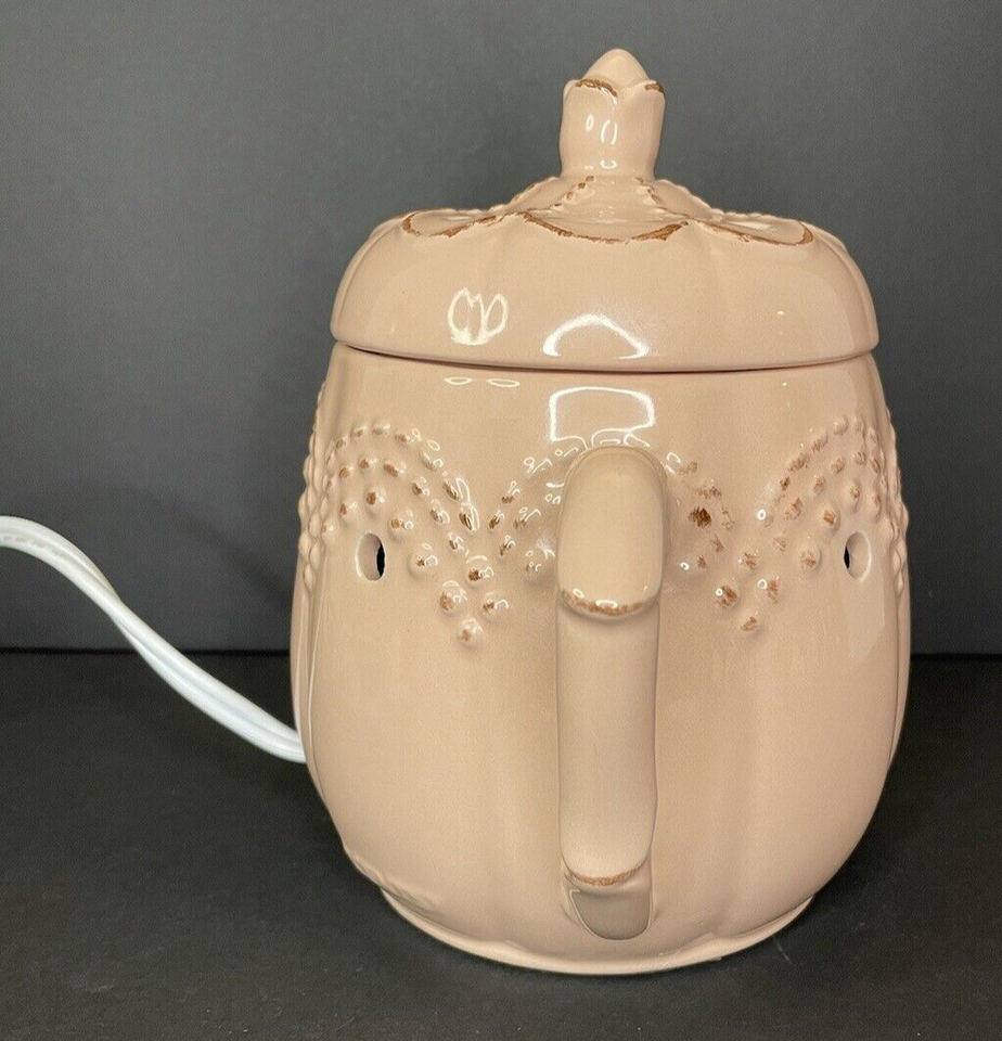 Scentsy Premium Teapot Warmer Dusty Rose Elec. Bulb Wax Scent Incl ...