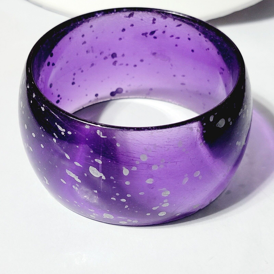 Vintage Purple Bangle Bracelet, Wide Lucite, White Specklace Retro ...