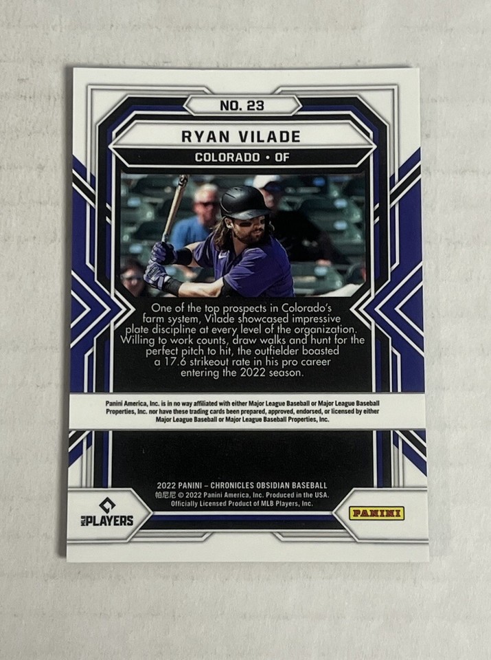 2022 Panini Chronicles #23 Ryan Vilade Obsidian Colorado Rockies | eBay