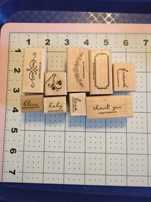 Used Stampin Up Set Wood Stamp Noteworthy Baby Bliss Love Thank You ...