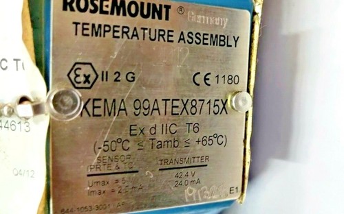 ROSEMOUNT TEMPERATURE ASSEMBLY KEMA 99ATEX8715X NEW OPEN KEMA ...