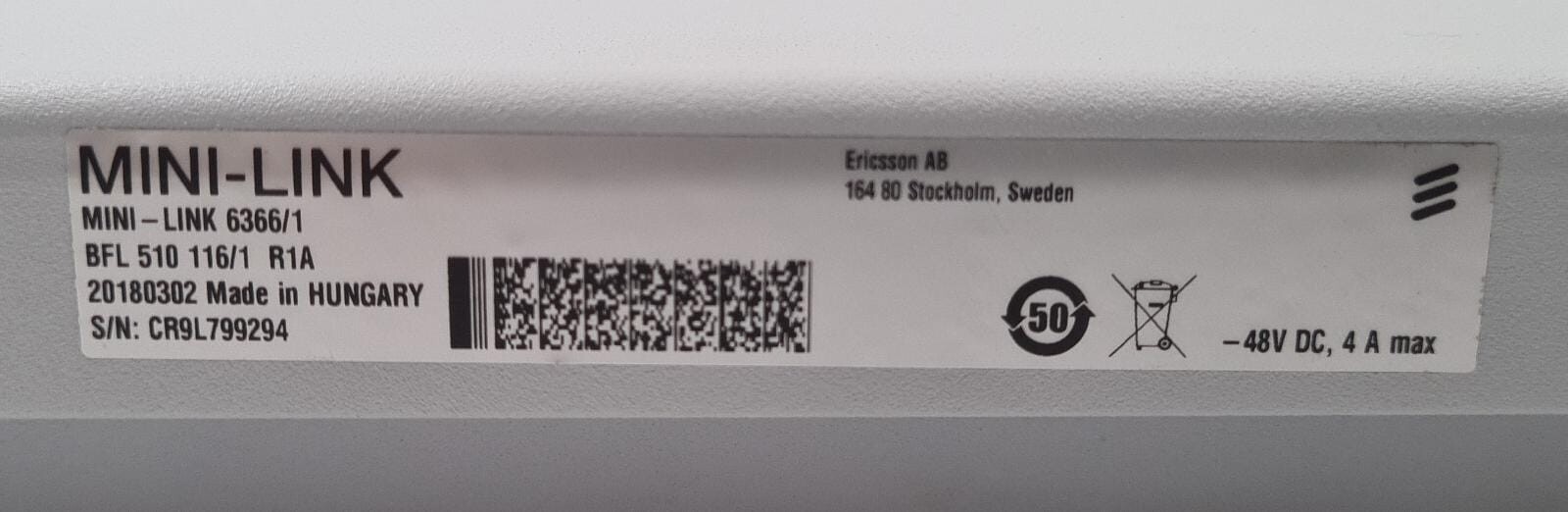 NEW- Ericsson Radio MINI-LINK 6366/1 BFL 510 116/1 R1A All-outdoor ...