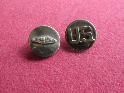 US Army Tank Enlisted collar insignia screw back pair Sherman Tank pin ...