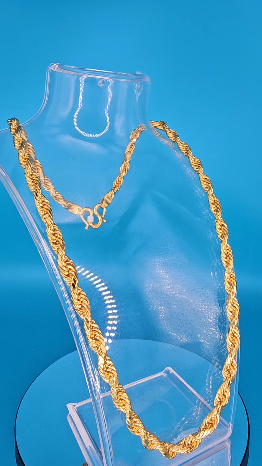 9999 Solid 24K Gold Rope Necklace 24" 149.7 Grams Custom Handmade Chain ...