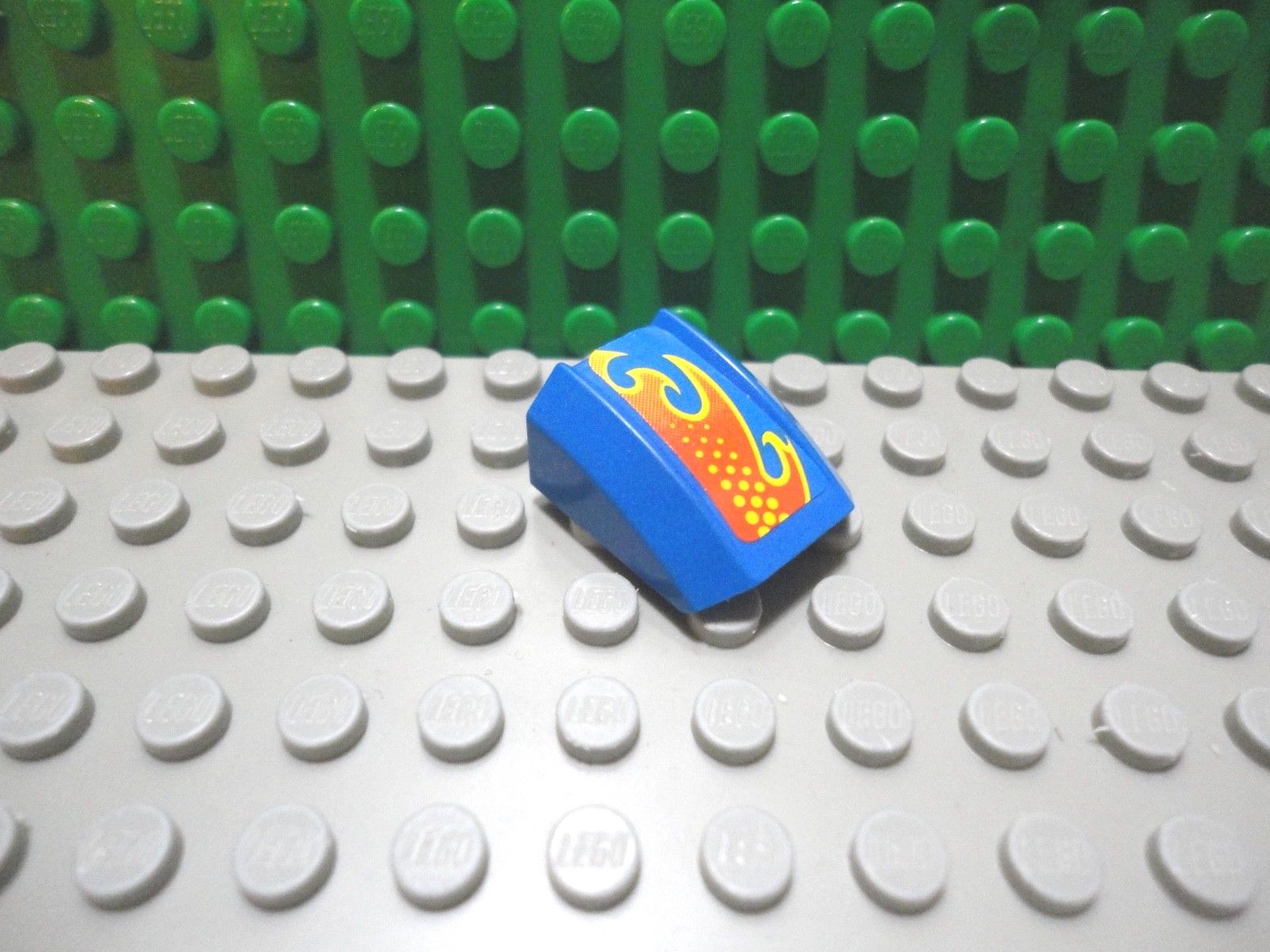 Lego 1 Blue 2x2 sloped brick block with sticker of flames | eBay