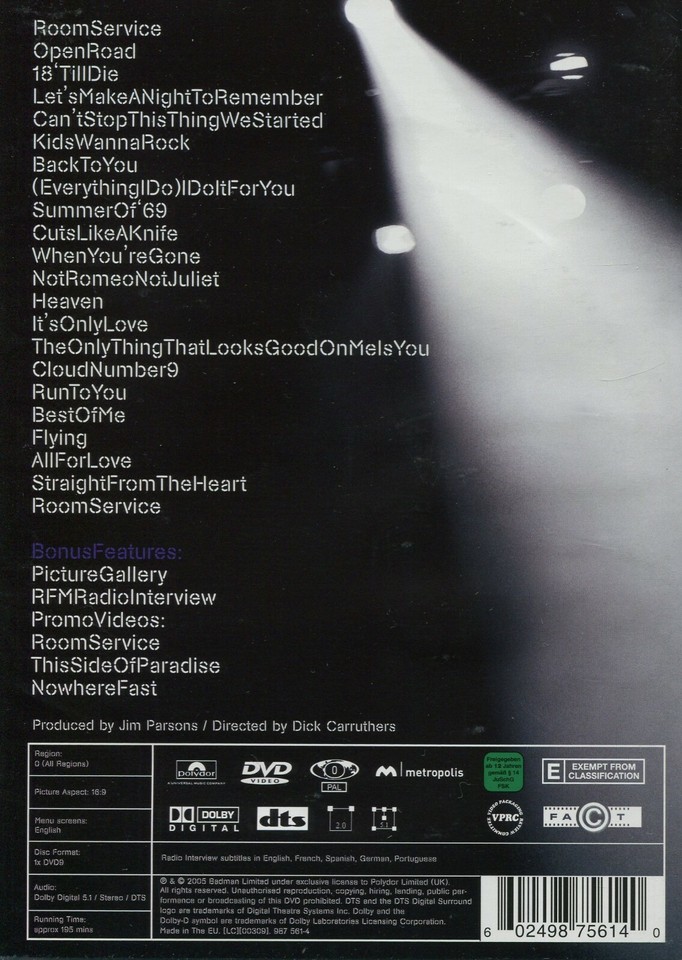 Bryan Adams : Live in Lisbon (DVD) | eBay