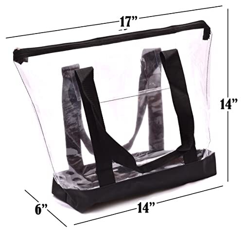 Clear Tote Bag Shoulder Strap Bag for School Gym Work with Zipper ...