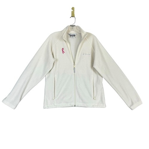 Columbia Womens Medium Ivory Full Zip Breast Cancer Fleece Jacket Pink ...