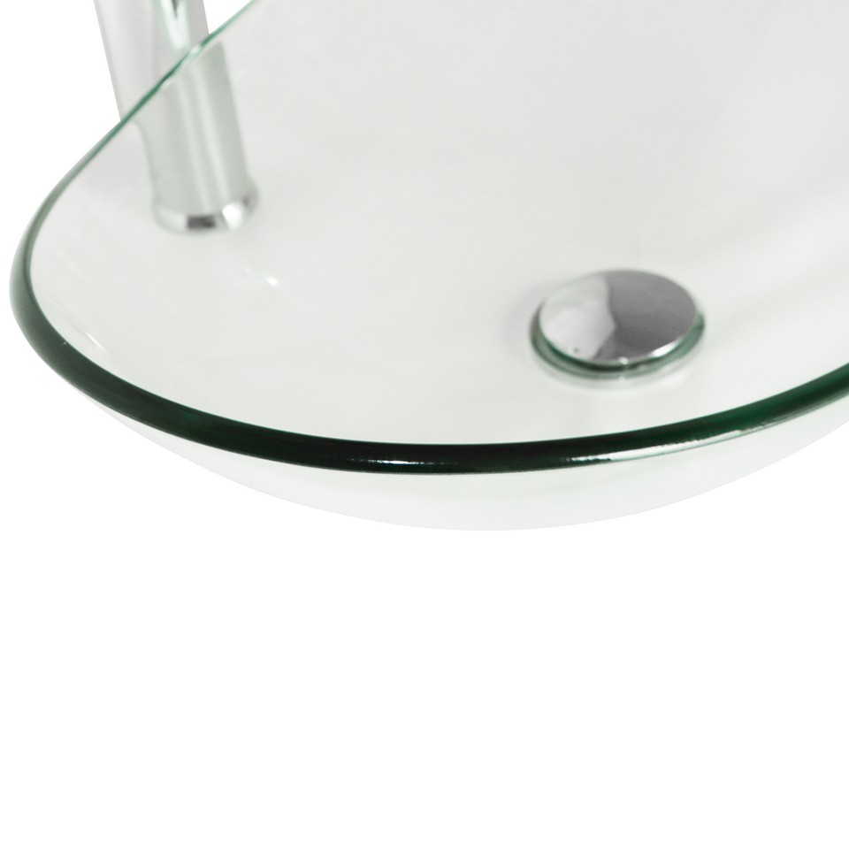 Bathroom Tempered Glass Clear Basin Vessel Sink Bowl With Faucet Set ...
