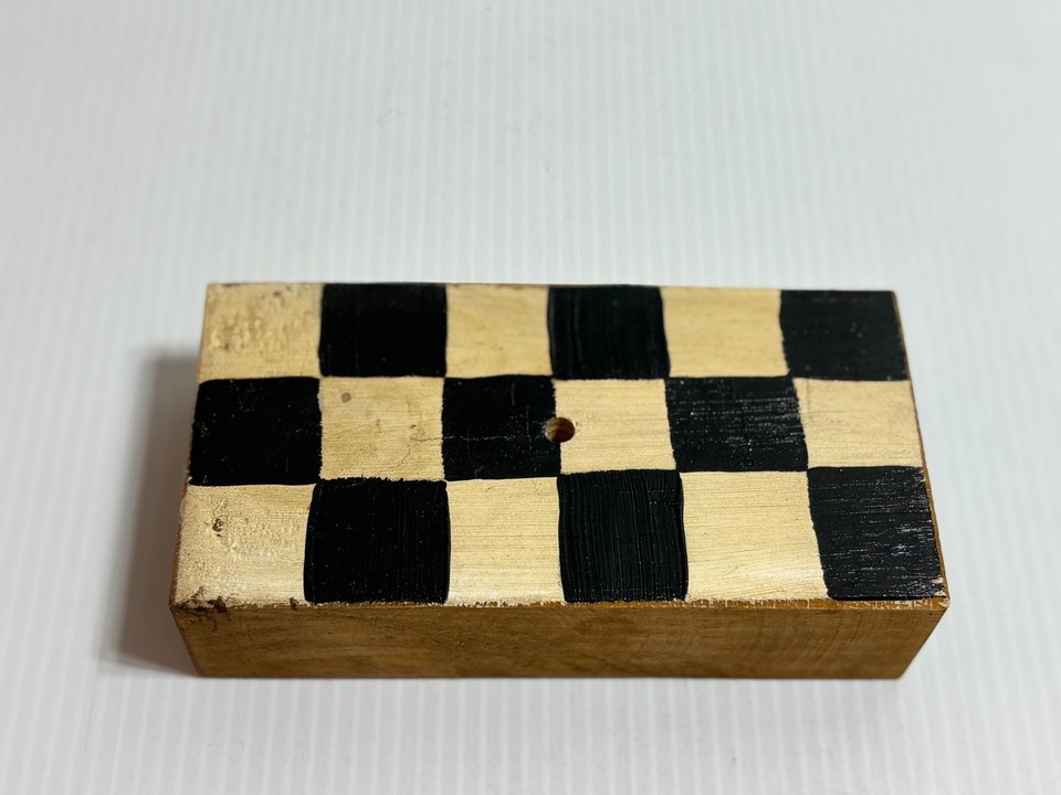 Checkered Black White Wood Base for Nancy Thomas Angel Figurine 6" Folk ...