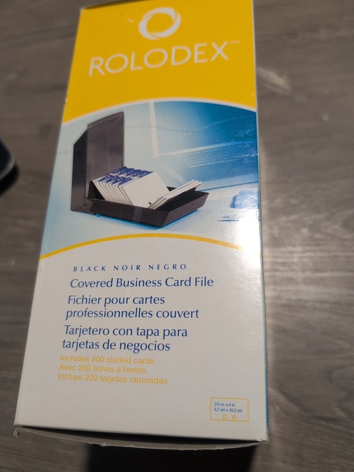 Rolodex 67262 Covered Business Card File Black Storage Case Lid 200 ...