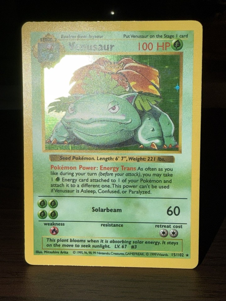 Pokémon Venusaur Holo Shadowless Base Set 1999 15/102 NM Never Played ...