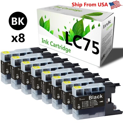 8PK LC75 LC 75XL LC-75 BK Ink Cartridge for MFC-J6510DW MFC-J6710DW ...
