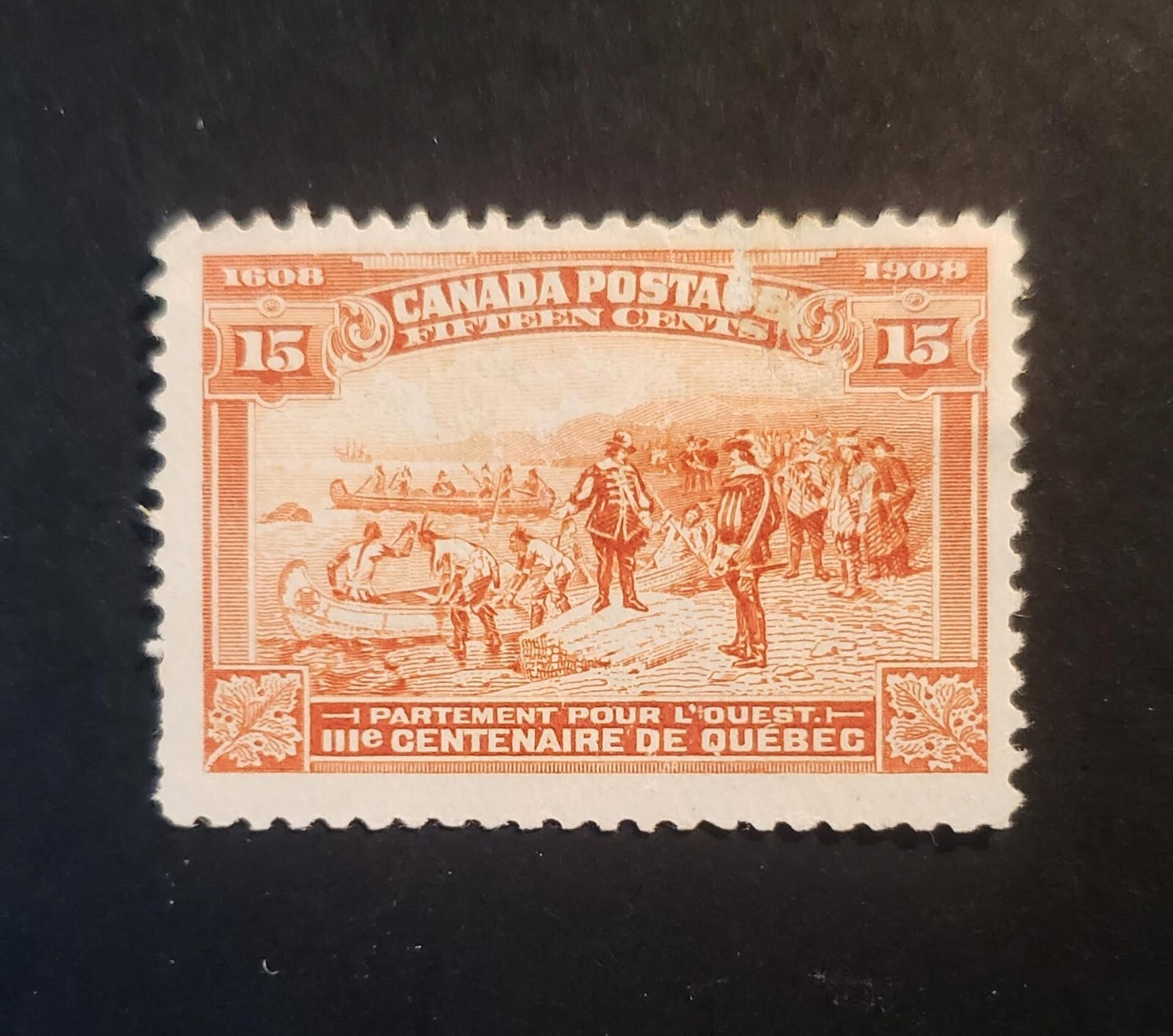 Stamps Canada Mint: Tercentenary #102 14c orange Champlain's Departure ...