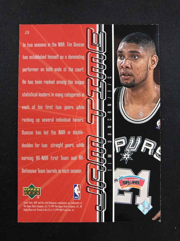 1999-00 Upper Deck MVP Jam Time Tim Duncan JT6 | eBay