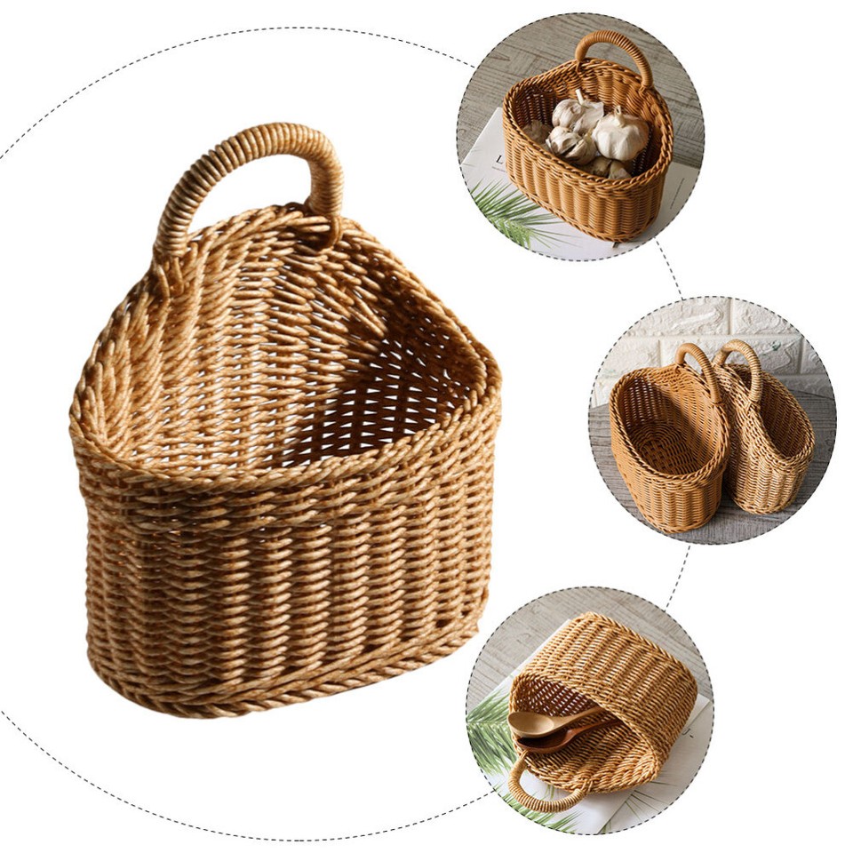 Woven Hanging Basket Wood Hanging Basket Hanging Garlic Basket | eBay