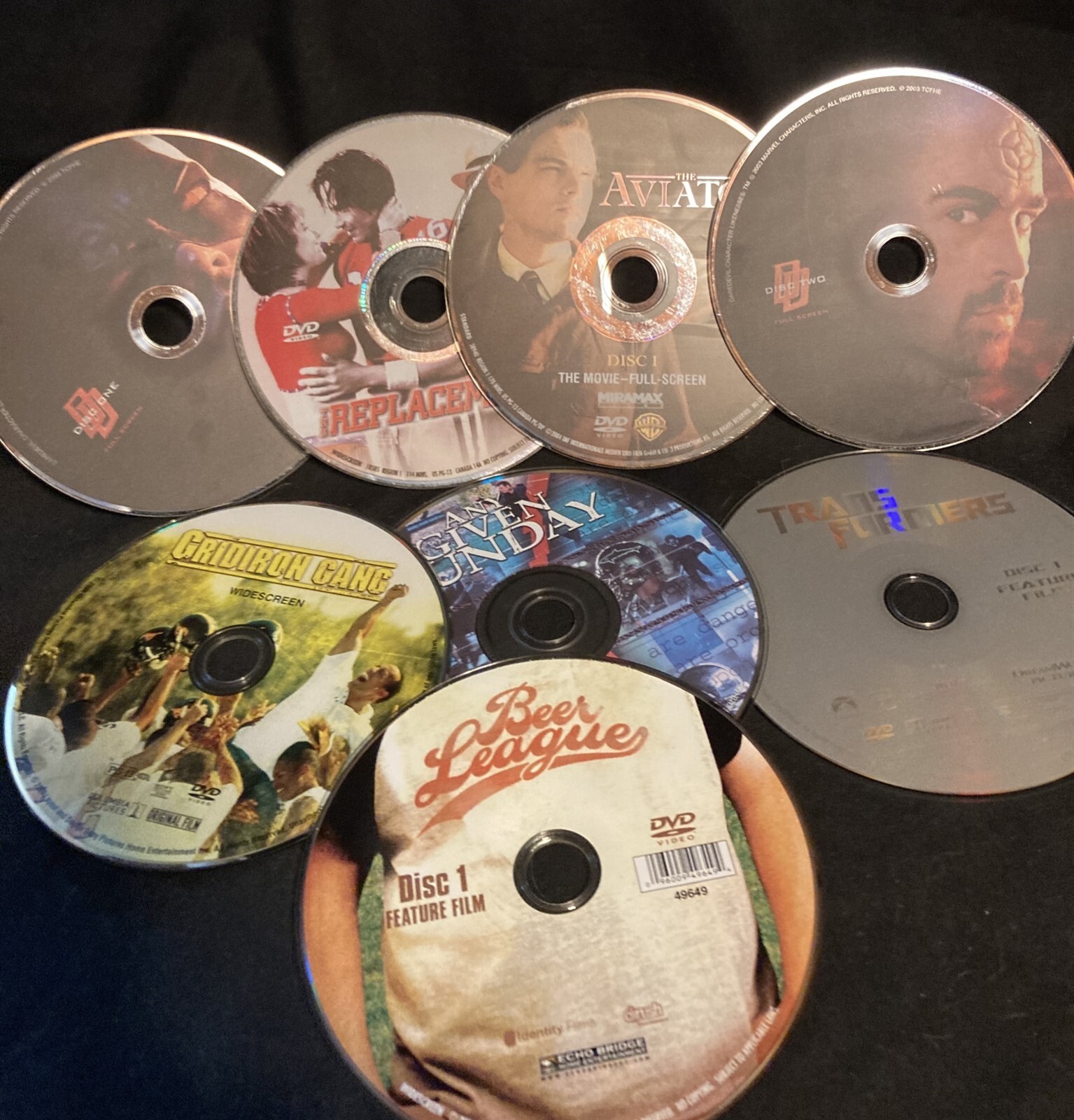 Lot of 5 DVDs Adult Action,Given Sunday Aviator,Replacements,Gridiron ...