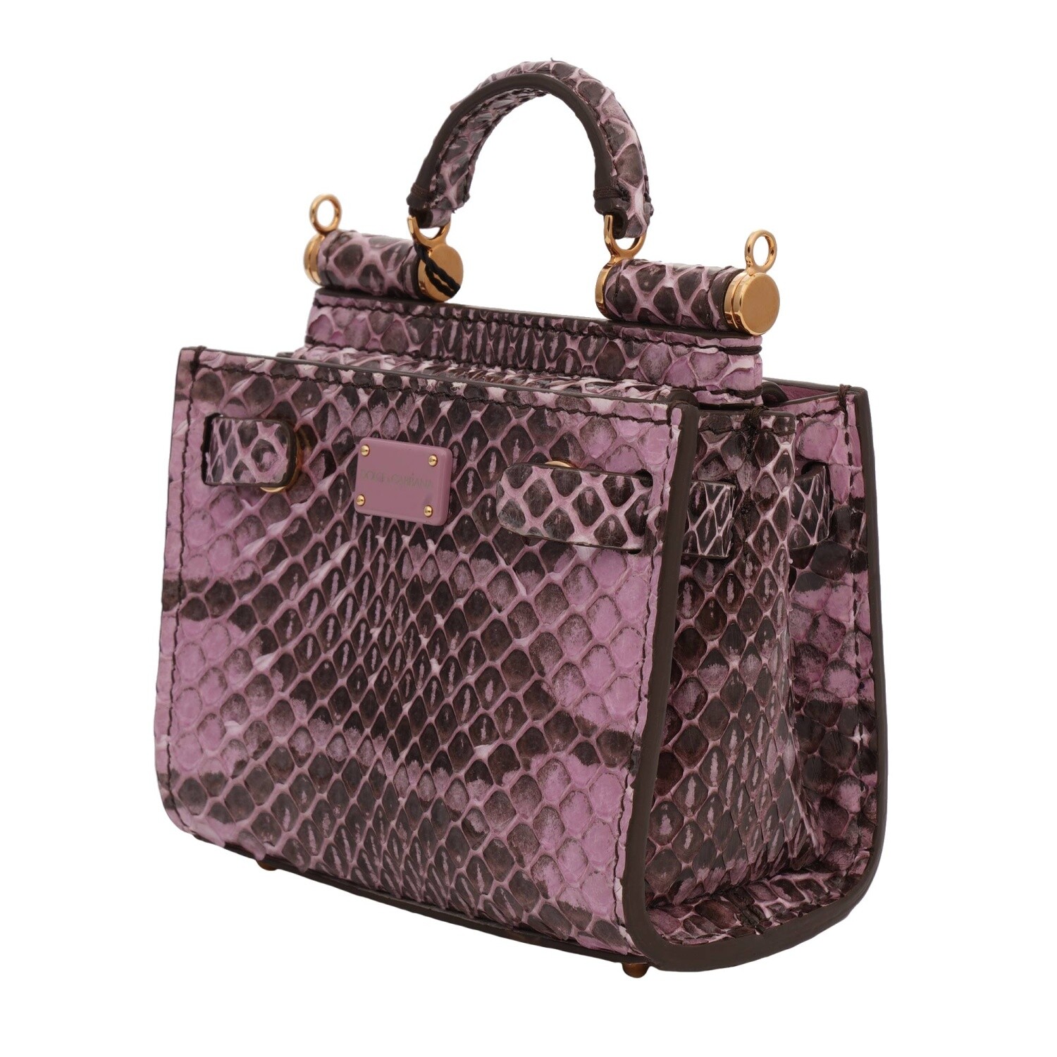 DOLCE & GABBANA Schlangenleder Crossbody Tasche SICILY 62 Micro Rose ...