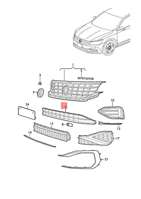 NEW AIR GUIDE GRILLE CONTAINS ADDITIONAL POSITIONS: SATIN 561853671K9B9 ...