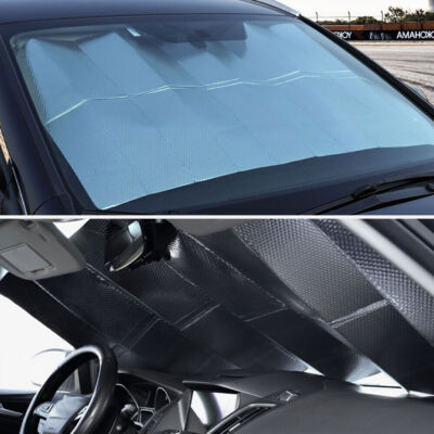 Foldable 140x70cm Car Front Windshield Visor Sun Shade UV Block Cover ...