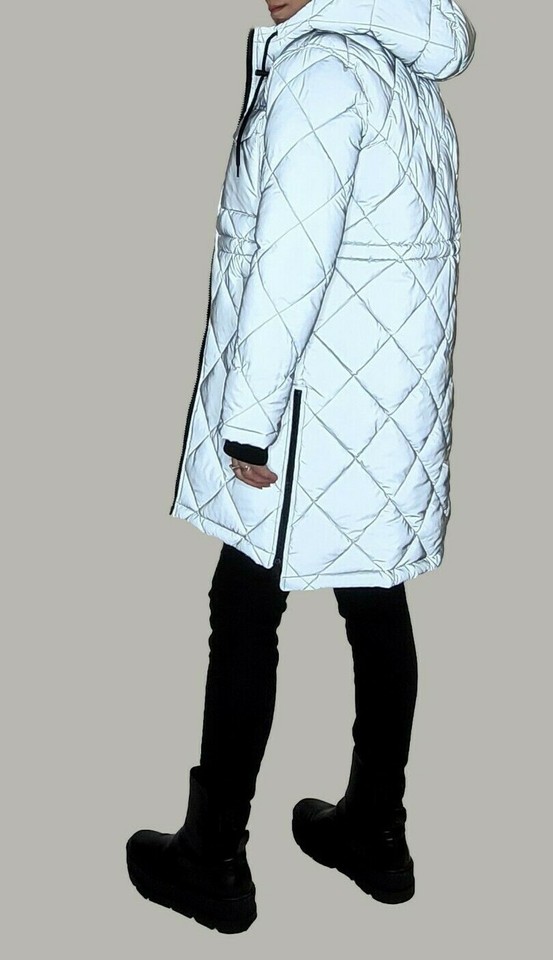 Levi's Women's Fully Reflective Hooded Winter Quilted Coat Jacket Size ...