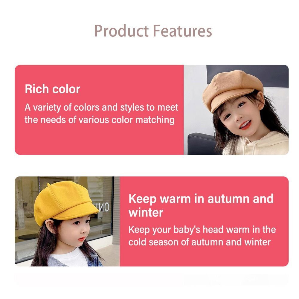 Warm Kids Berets Soft Children Newsboy Cap Baby Beret Hat Boys Girls ...