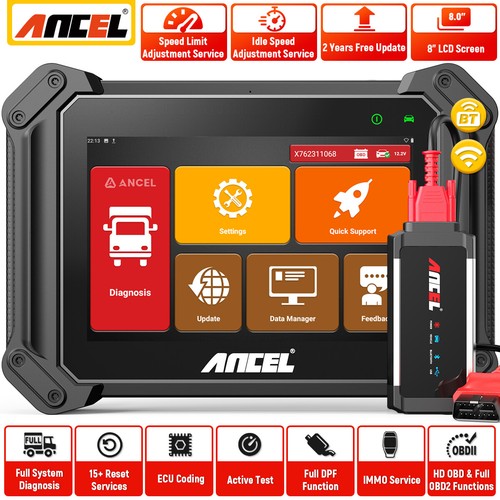 ANCEL V6 HD Diesel Heavy Duty Truck Scanner DPF Regen ECU Coding ...