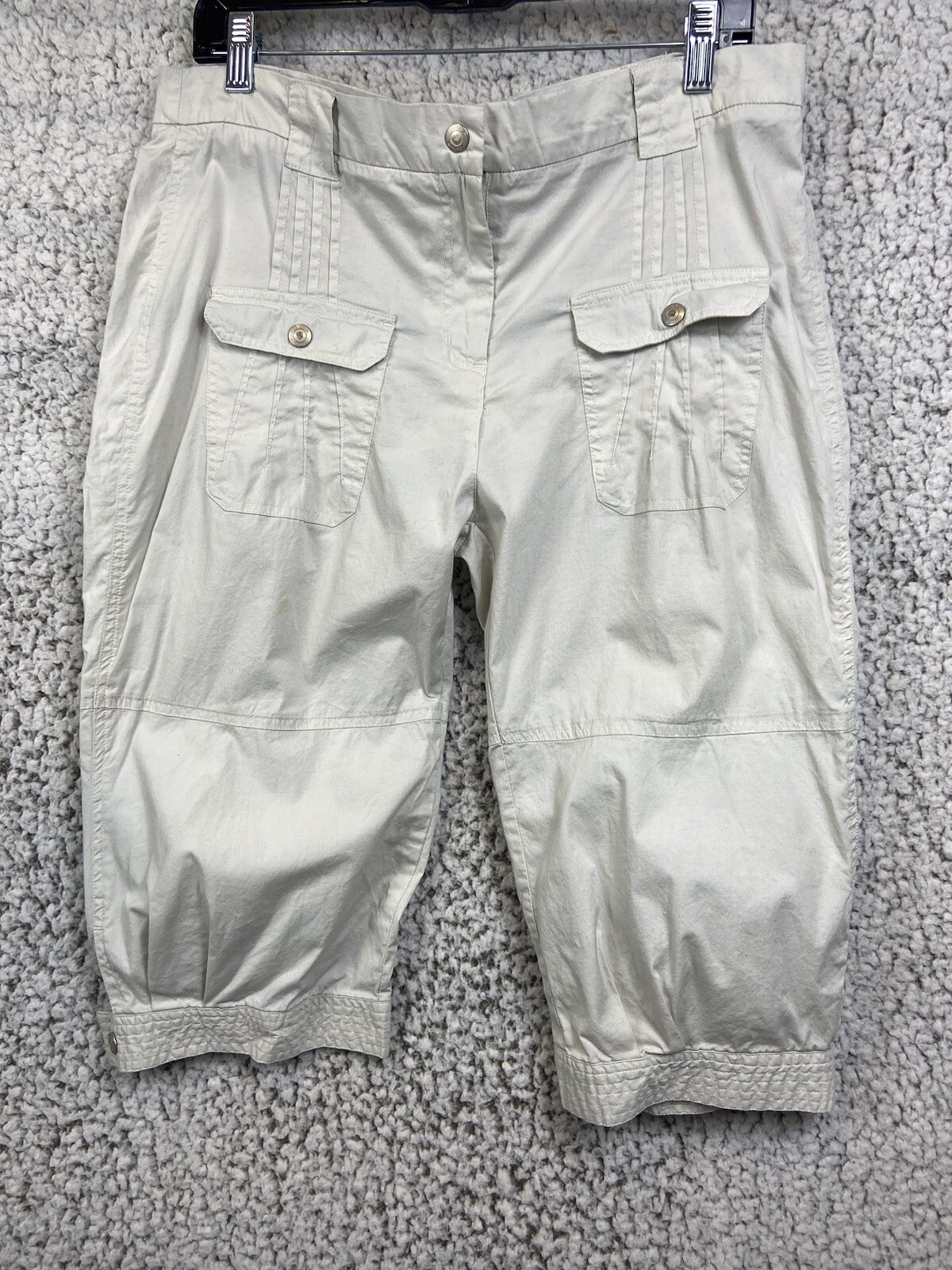 Lulu-B light kakis mid rise Capri cargo pants stretc… - Gem