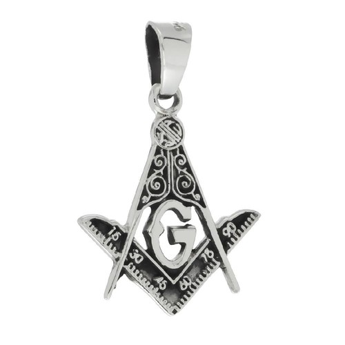 Sterling Silver Square & Compass Masonic Symbol Pendant / Charm, Box ...