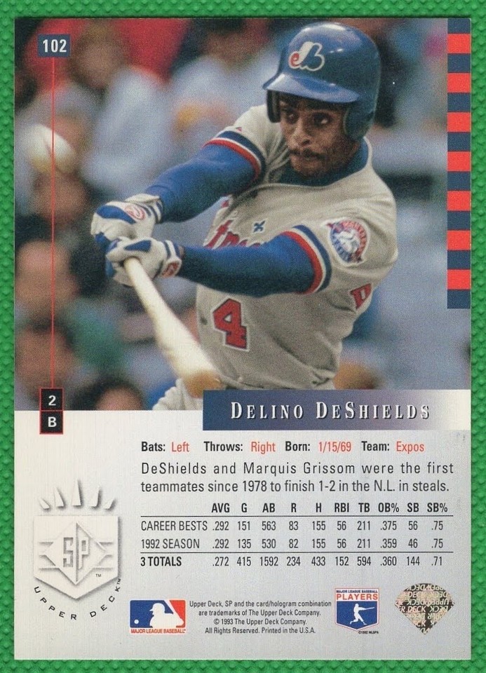 Delino DeShields - 1993 Upper Deck SP #102 - Montreal Expos Baseball ...